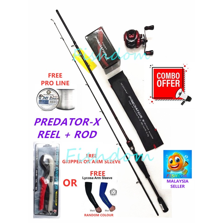 FISHDOM SEAHAWK PREDATOR-X COMBO SET BAITCASTING REEL + ROD FISHING SET ...
