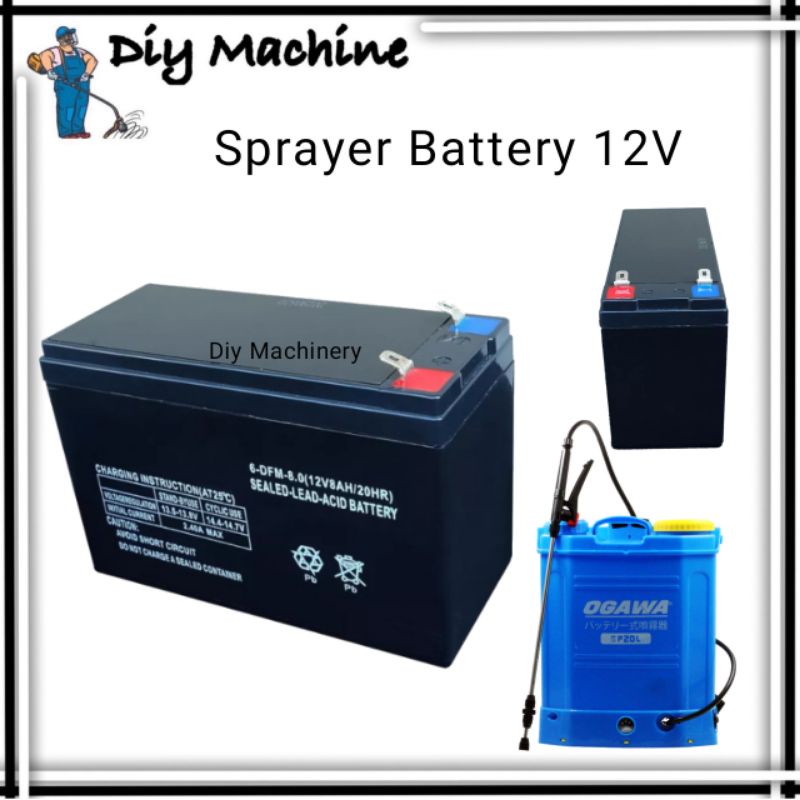 Rechargeable Acid Battery 12V 8Ah Portable Bateri Pam Replacement Knapsack Sprayer Battery Ogawa ...