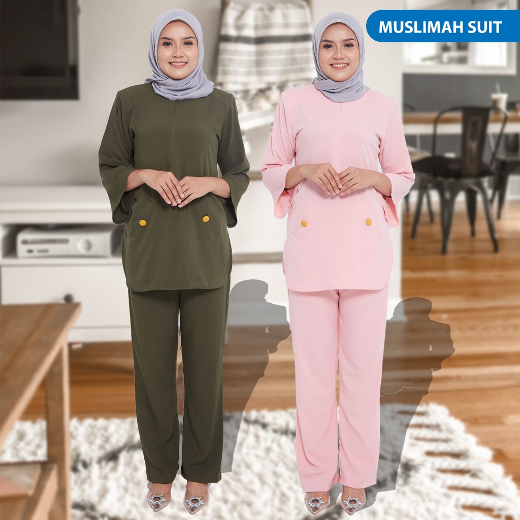 MUSLIMAH SUIT SET BAJU DAN SELUAR/CASUAL SET (BLOUSE +PANTS) | Shopee ...