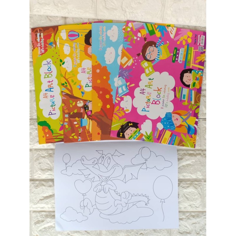 A4 picture art block 8 picture colouring book colour book | Shopee Malaysia