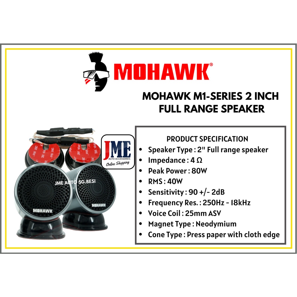 [INSTALLATION] MOHAWK SILVER M1 SERIES / R 2" INCH 2-WAY FULL RANGE SPEAKER / WITH TWEETER ...