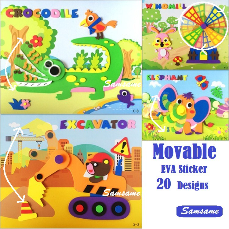 EVA movable 3D sticker DIY art and craft moveable activity move up down ...