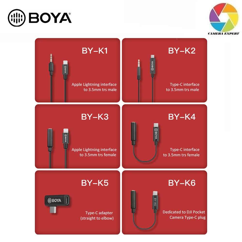 BOYA BY-K1 / BY-K2 / BY-K3 / BY-K4 / BY-K5 / BY-K6 Audio Microphone ...