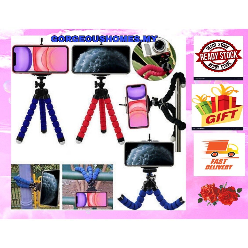 🌹(Fast Ship)Mini Portable Flexible Sponge Octopus Tripod For Phone ...