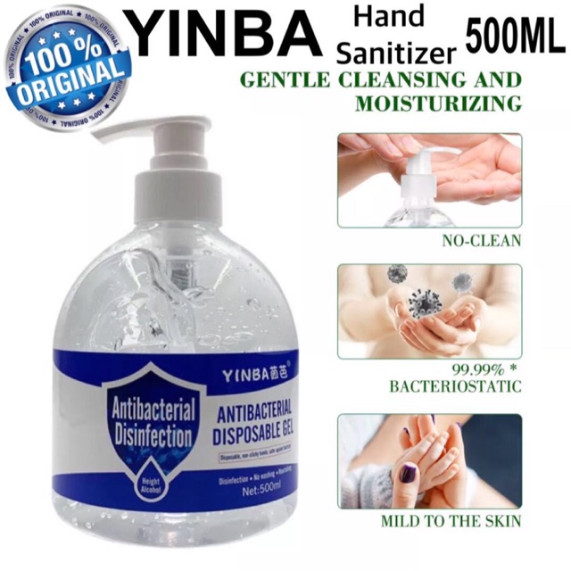 YINBA Hand Sanitizer Gel 75% Sanitiser Antiibacterial Aloevera Gel 99% ...