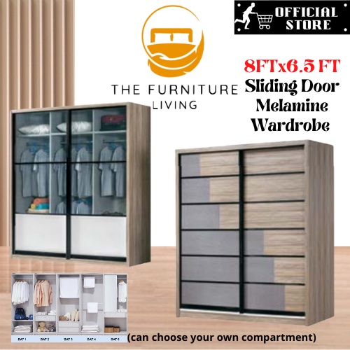 (INSTALLATION) 8FT X 6.5FT Height Custom Made Sliding Wardrobe ...