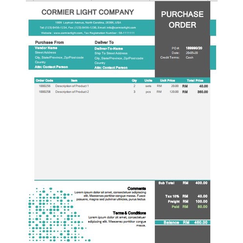 [#31] Purchase Order (PO08) Excel Template With Shift / Template Excel ...