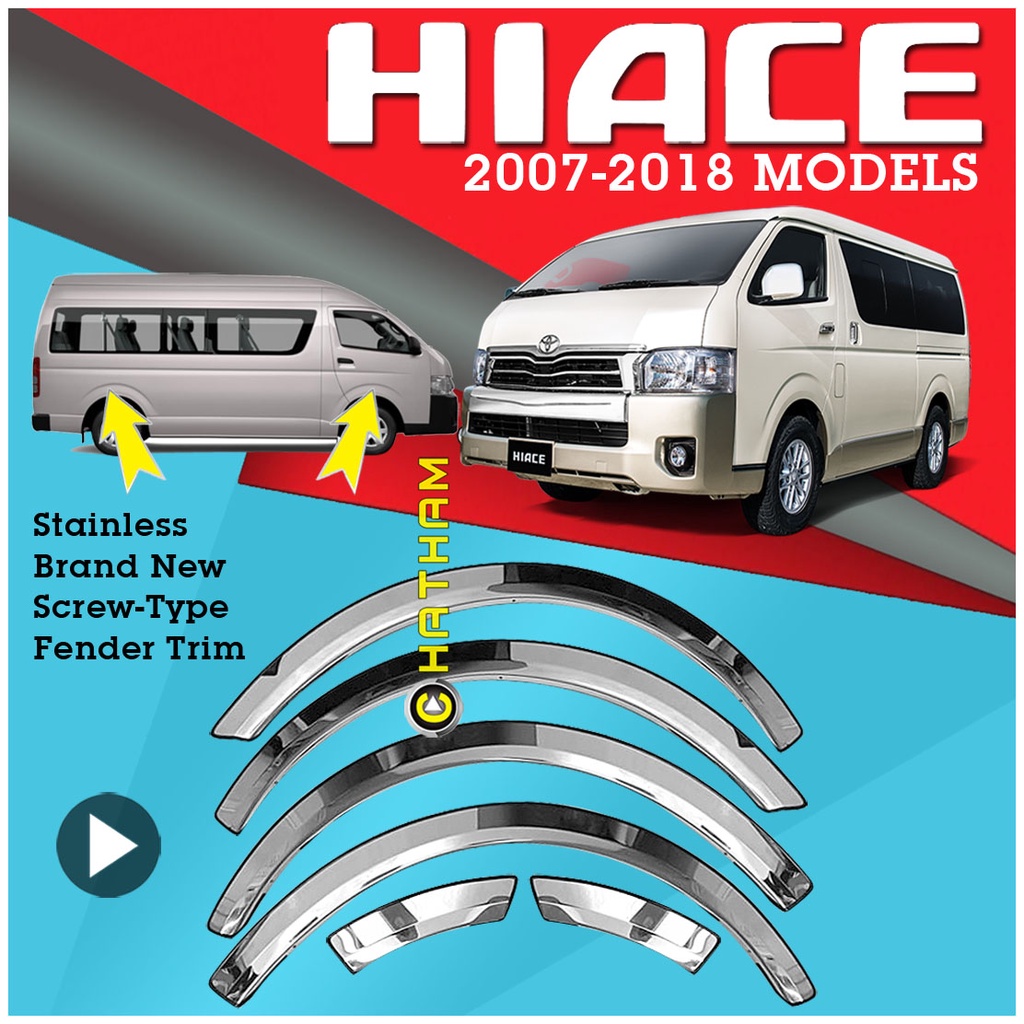 Toyota Hiace 2007 up to 2018 ( Chrome Fender Trim ) Commuter Grandia ...
