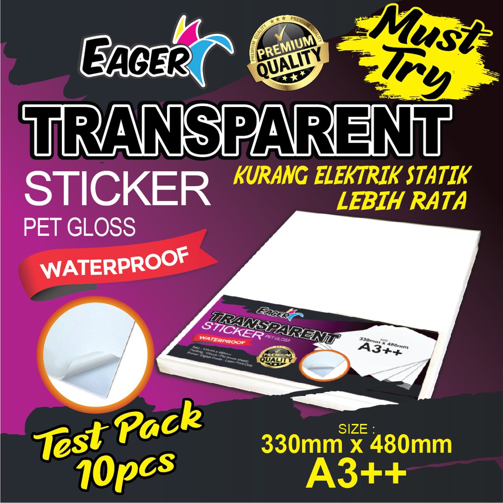 A3++ PP Synthetic Sticker Test Pack !!! 10's per pack | Shopee Malaysia