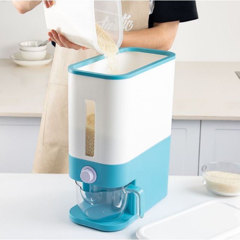 Rice Box Dispenser/Automatic Rice Storage Box 12kg M-373 | Shopee Malaysia
