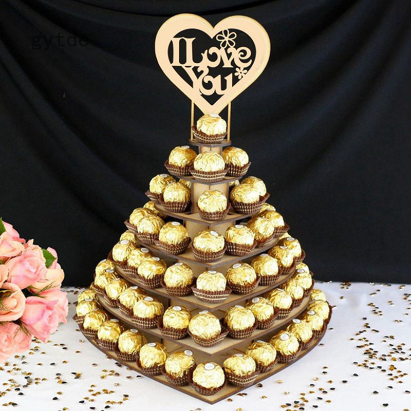 Wooden 7-layer Heart-shaped Love Ferrero Rocher Chocolate Wedding ...