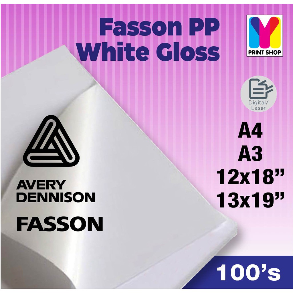 Sticker Fasson PP White Gloss 100pcs A4 Label A3 Sticker Glossy ...