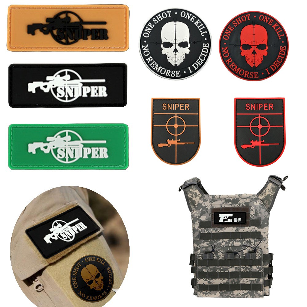 3D PVC SNIPER Patches MILITARY Hook ARMY MORALE Tactical PATCH Airsoft ...