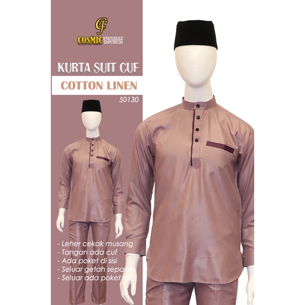 [Buy 2 100] Kurta Lelaki Set Seluar Harga Murah Cotton Linen Cuff ...