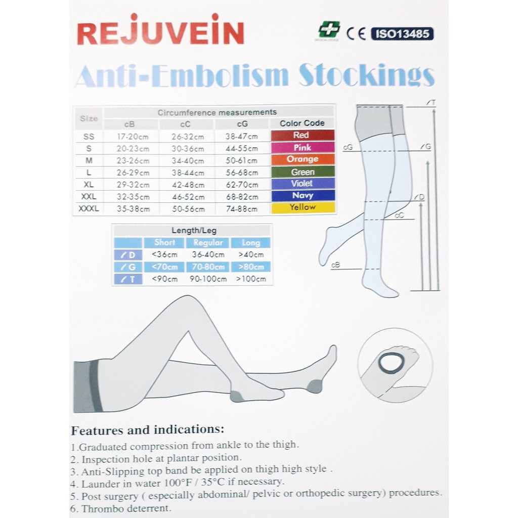 Rejuvein Anti Embolisme / Compression / TED Stocking All Size (Regular ...