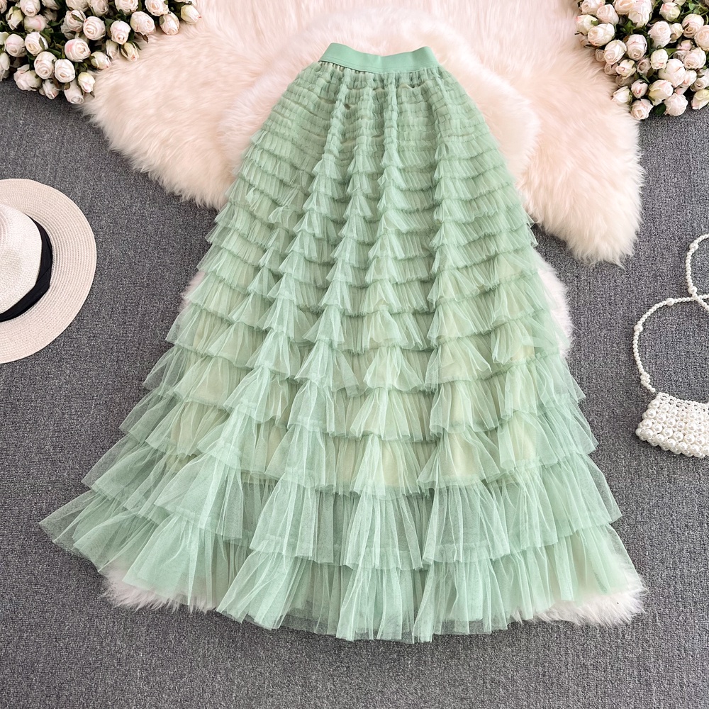 Tutu Tulle Skirts Elastic High Waist Long Skirt Women's Tutu Mesh ...
