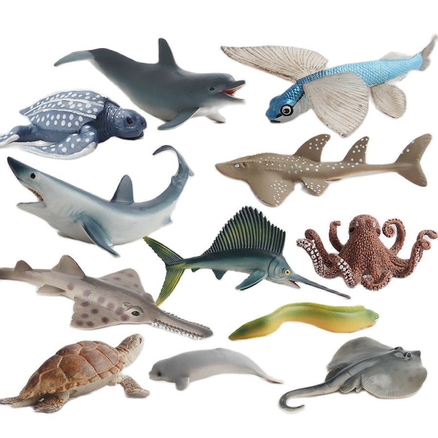 Simulation Ocean Animal Model Figures Shark Whale Turtle Dolphin Flying ...