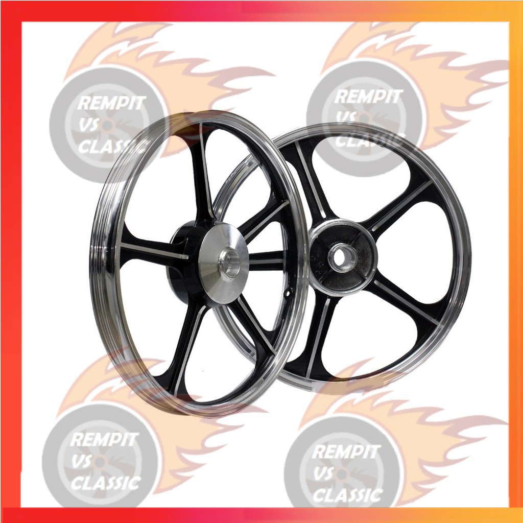 REMPIT Honda GBO C70 5 Batang Sport Rim ( Gold / Black ) c70 petak c70 ...