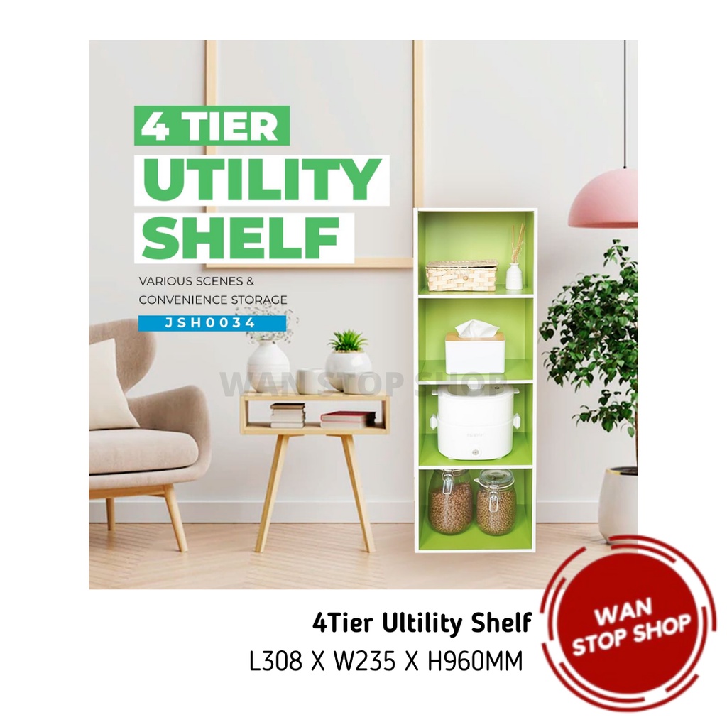 4 Tier Wooden Rack Book Shelf Book Rack Cabinet Rak Buku Kabinet Rack ...