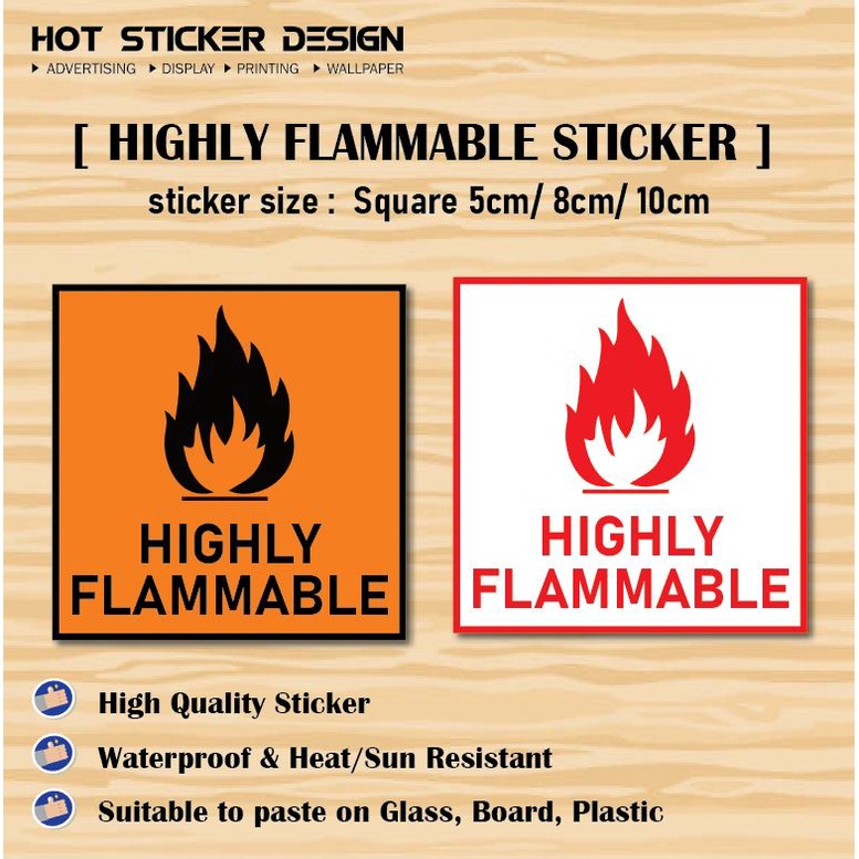 (Square)Highly Flammable_Sign Sticker_ready stock | Shopee Malaysia