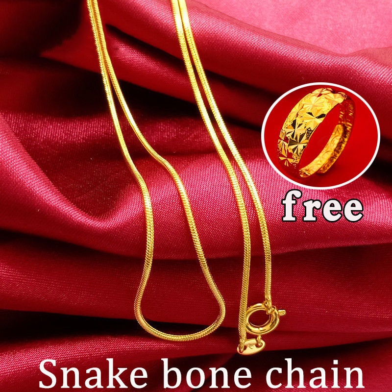 916 Gold Necklace Women's Necklace Snake Bone Chain Fashion Simple ...