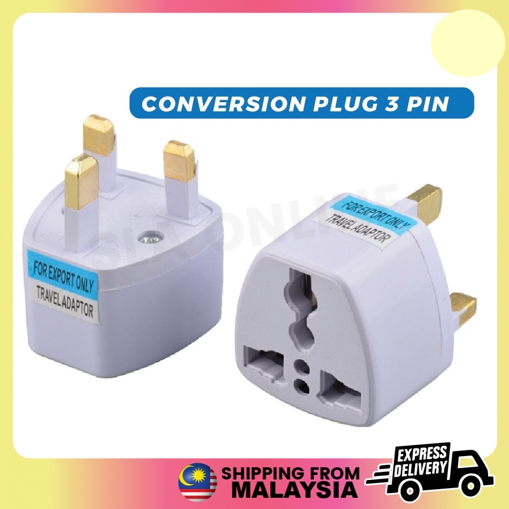 3-Pin Universal Adapter Plug Head UK 3 Pin Malaysia China Plug Socket ...
