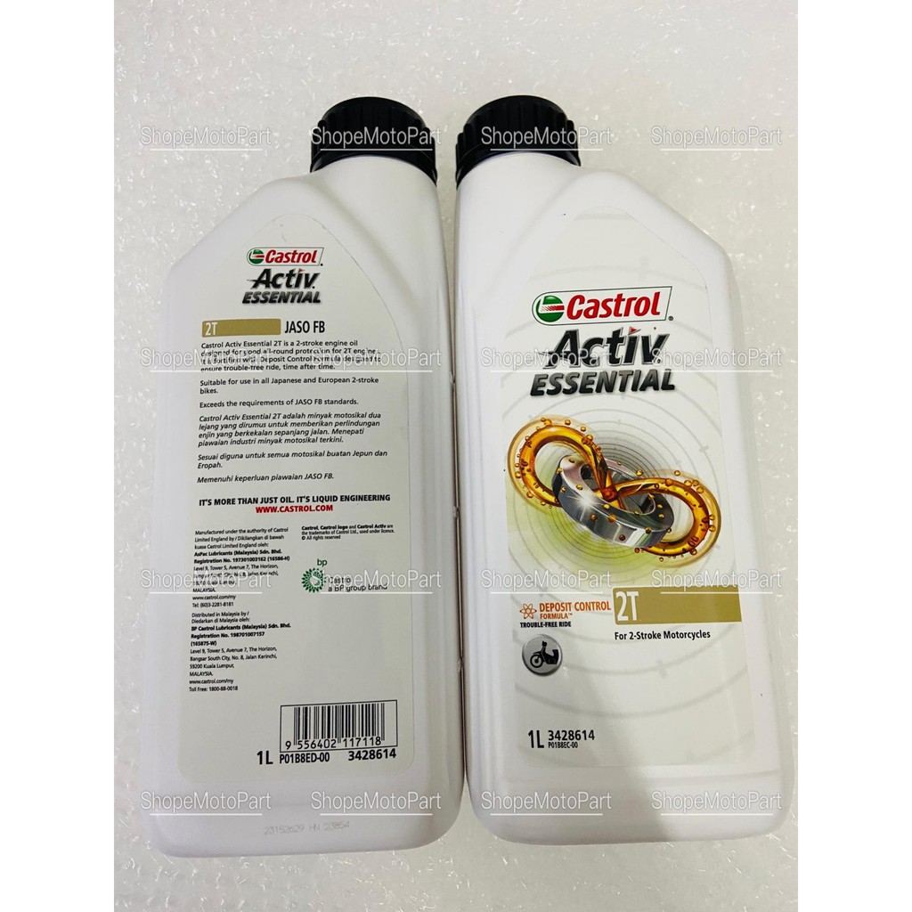 2T CASTROL ACTIV ESSENTIAL (GO) 1L 1 LITRE JASO FB 100% ORIGINAL MINYAK ...
