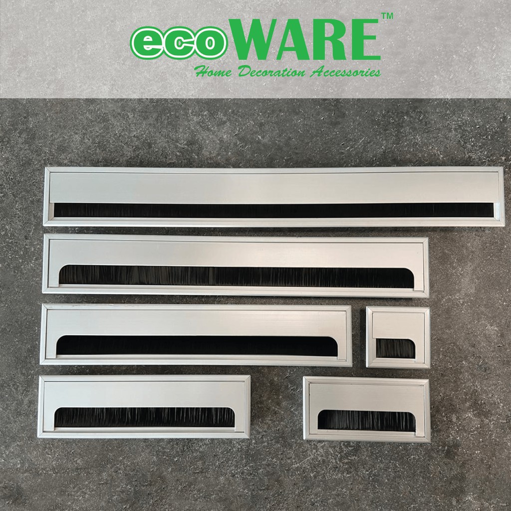 ecoWARE 80x400mm Rectangle Wire Cover Aluminium Wire Organizer Black ...