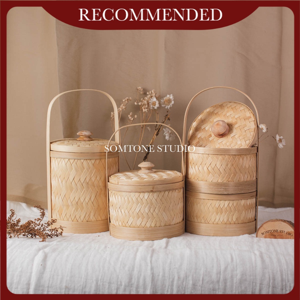 Handmade Bamboo Basket, Tiffin Design, Bakul Buluh Gift Deco Hadiah ...