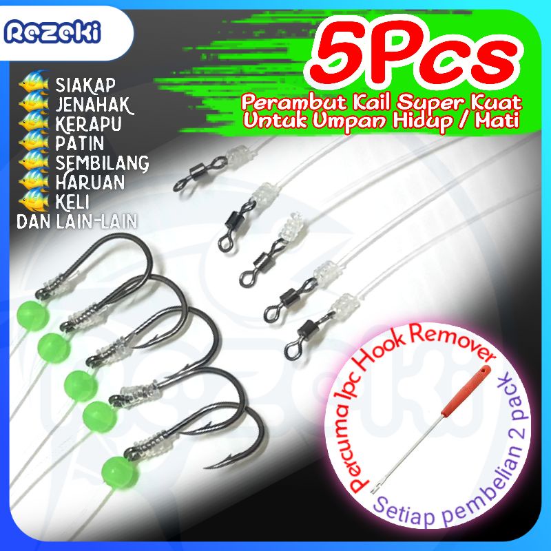 REZEKI 5Pcs Kail perambut Umpan Hidup Atau Pallet Anti Berbelit ...