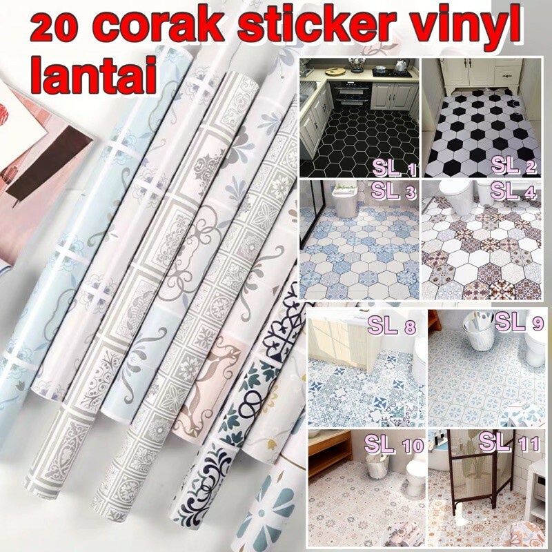 (free pos) 500cm Sticker Lantai Vinyl tebal Floor marble PVC Stickers ...