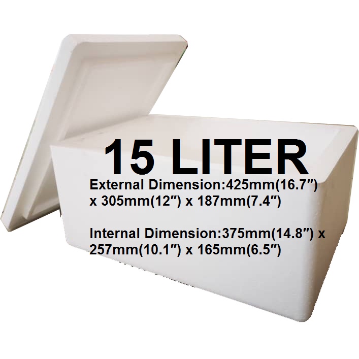 15 liter cooler box styrofoam ice box picnic box foam box fish box tong ...
