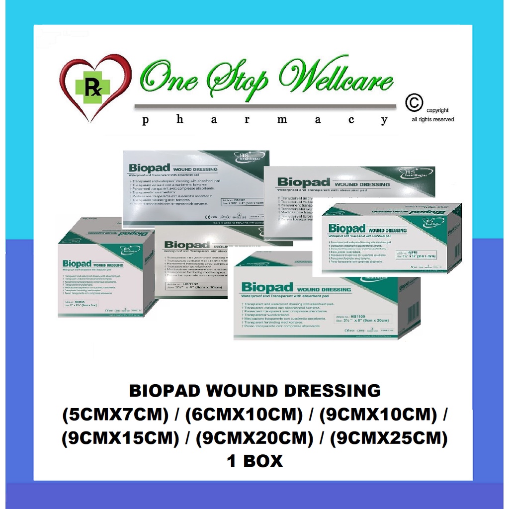 BIOPAD WOUND DRESSING 1 BOX (5CMX7CM) / (6CMX10CM) / (9CMX10CM ...