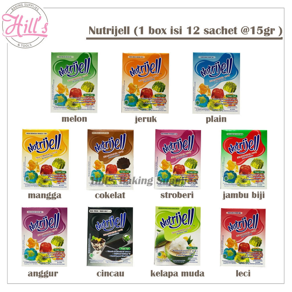 Nutrijell 1 BOX 12 sachets @ 15 gr / JELLY POWDER / PLAIN CHOCOLATE ...