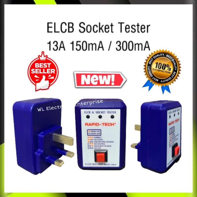 💥Ready Stock💥 13Amp 13A ELCB & Socket Tester (150mA / 300mA) | Shopee ...