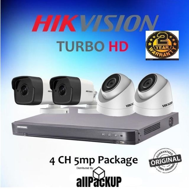 HIKVISION TVI CCTV HD 5MP 4CH PACKAGES (DVR 4CH 5MP X1/BULLET 5MP X2/ DOME 5MP X2) | Shopee Malaysia