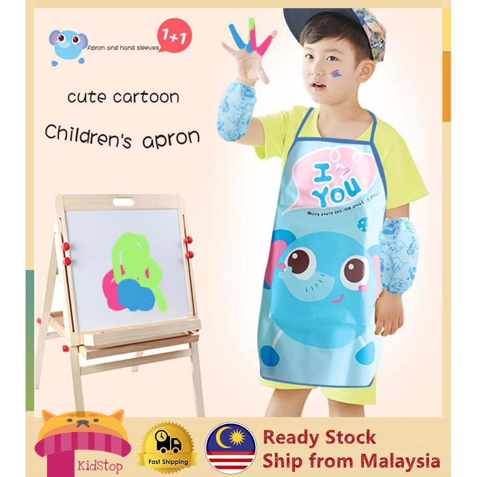 Children Cartoon Cuff Apron Kids Waterproof Stain-resistant Apron ...