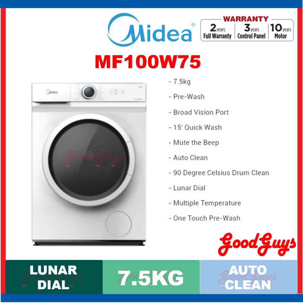 [Seller's Own Fleet] Midea Front Load 7.5kg Washer Machine MF100W75 (7. ...