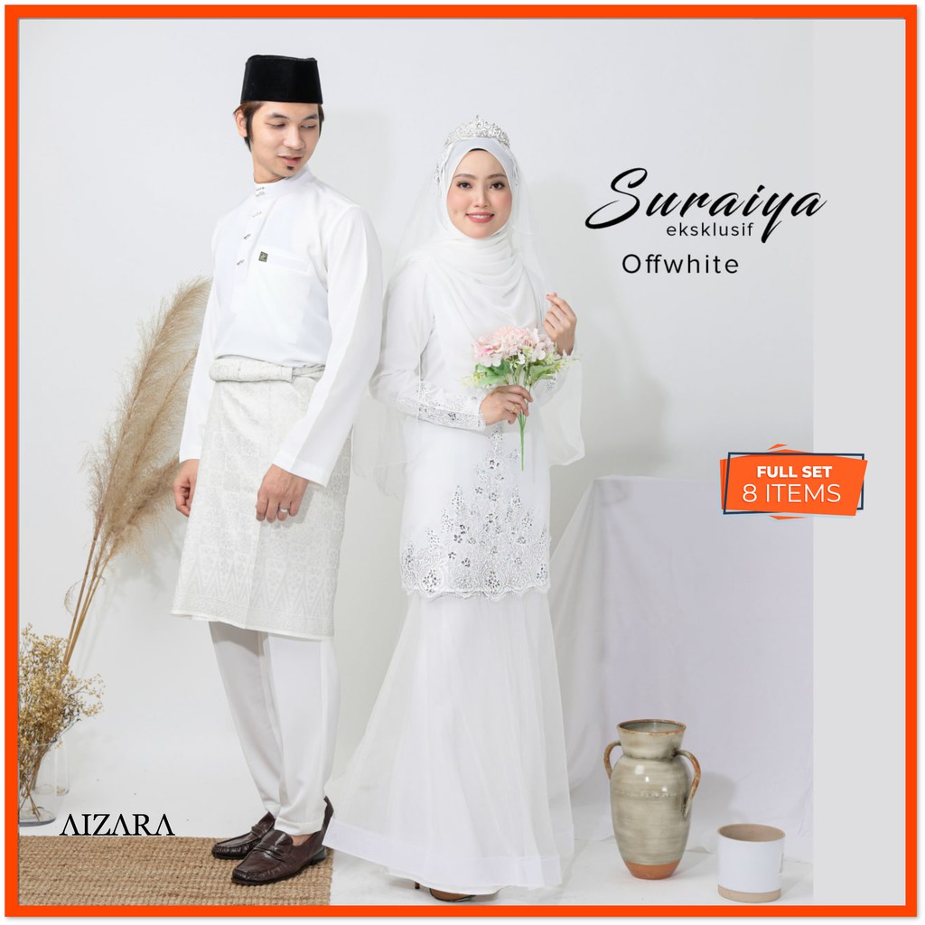 [8 ITEM FULL SET OFF WHITE] SET NIKAH/SET TUNANG/KURUNG MODEN SURAIYA ...