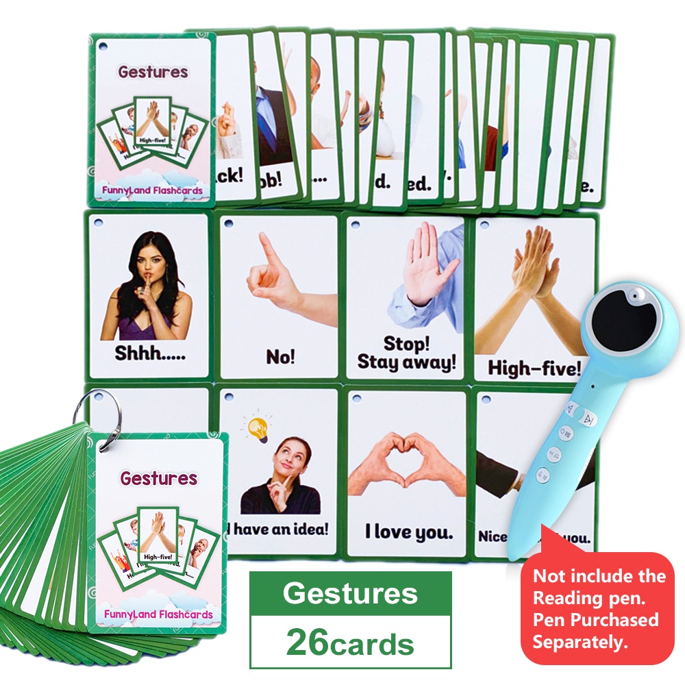 Gestures English Word Flash Card Body Language Gestures Preschool ...