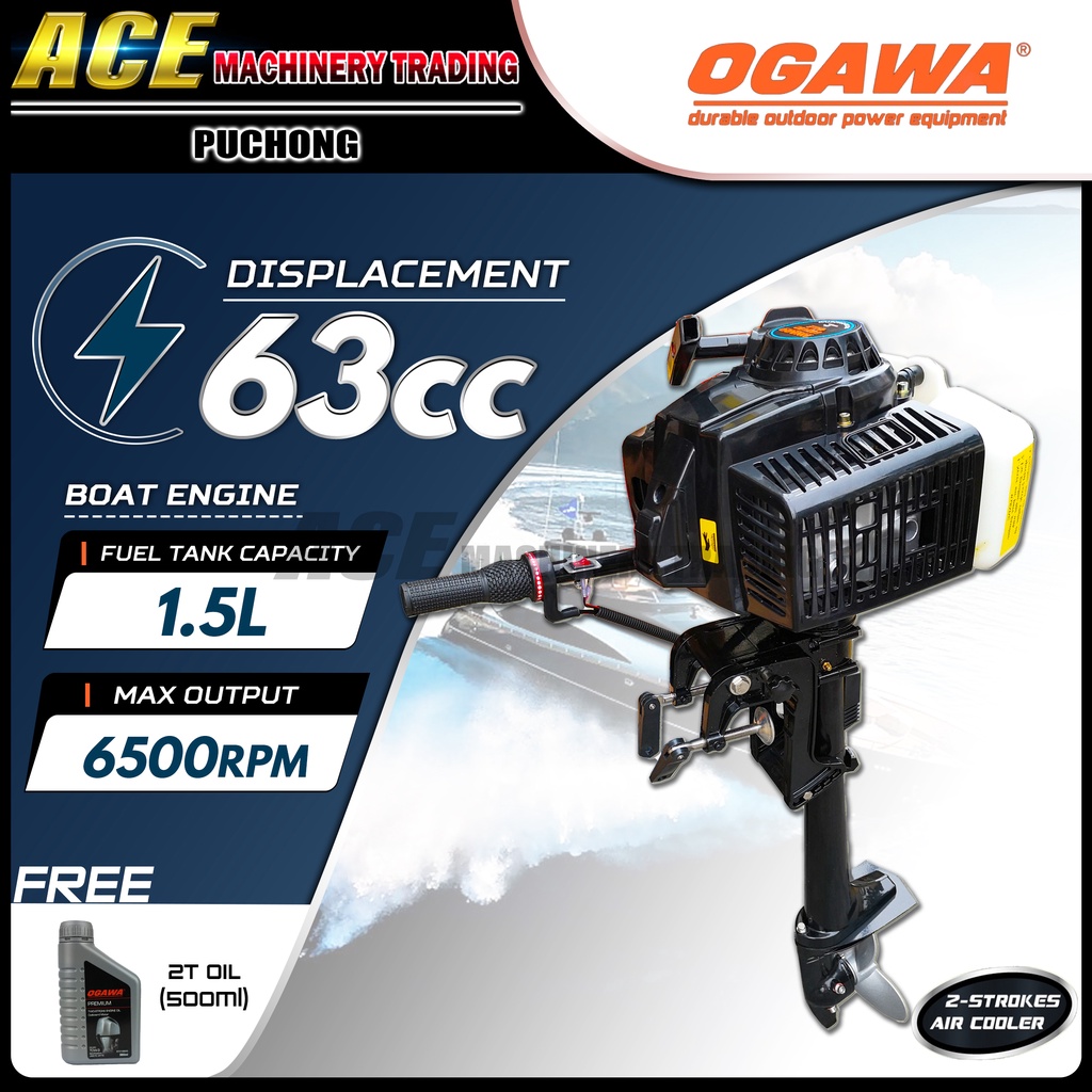 [ 100% Original ] OGAWA Boat Engine OES1063 Outboard Motor 63 CC 3.5Hp ...
