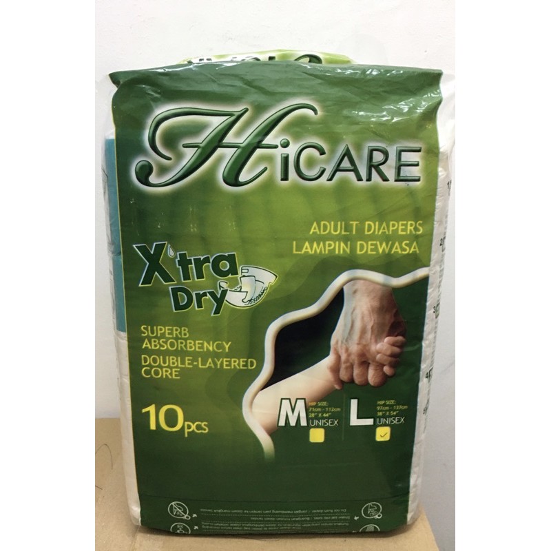 [Unisex] Hicare Xtra Dry Adult Diapers 10pcs (Size: M/L/XL/XXL) | Shopee Malaysia