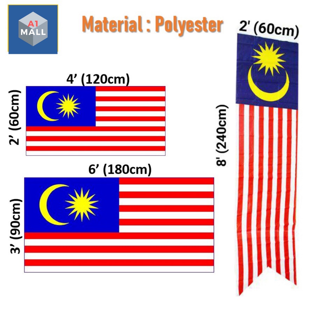 Malaysia Flag (Polyester) 2x4, 3x6, 2x8, Bunting flag Bendera Malaysia | Shopee Malaysia