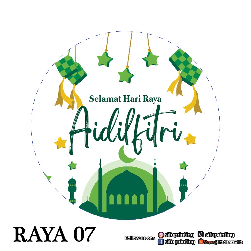 Sticker Hari Raya Aidilfitri Murah 2022 | 100pcs Transparent Sticker ...