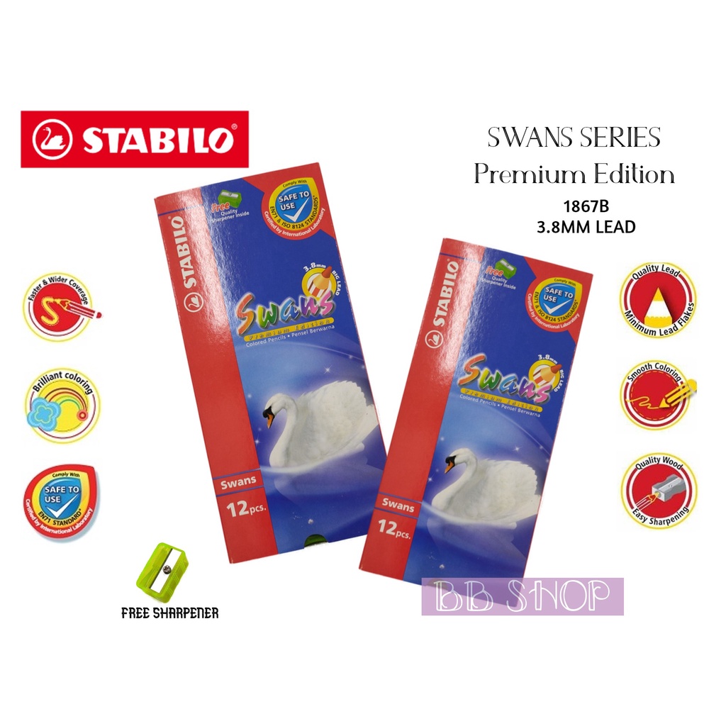 STABILO Swans Premium Edition Colored Pencils Long 12Color 1867B ...