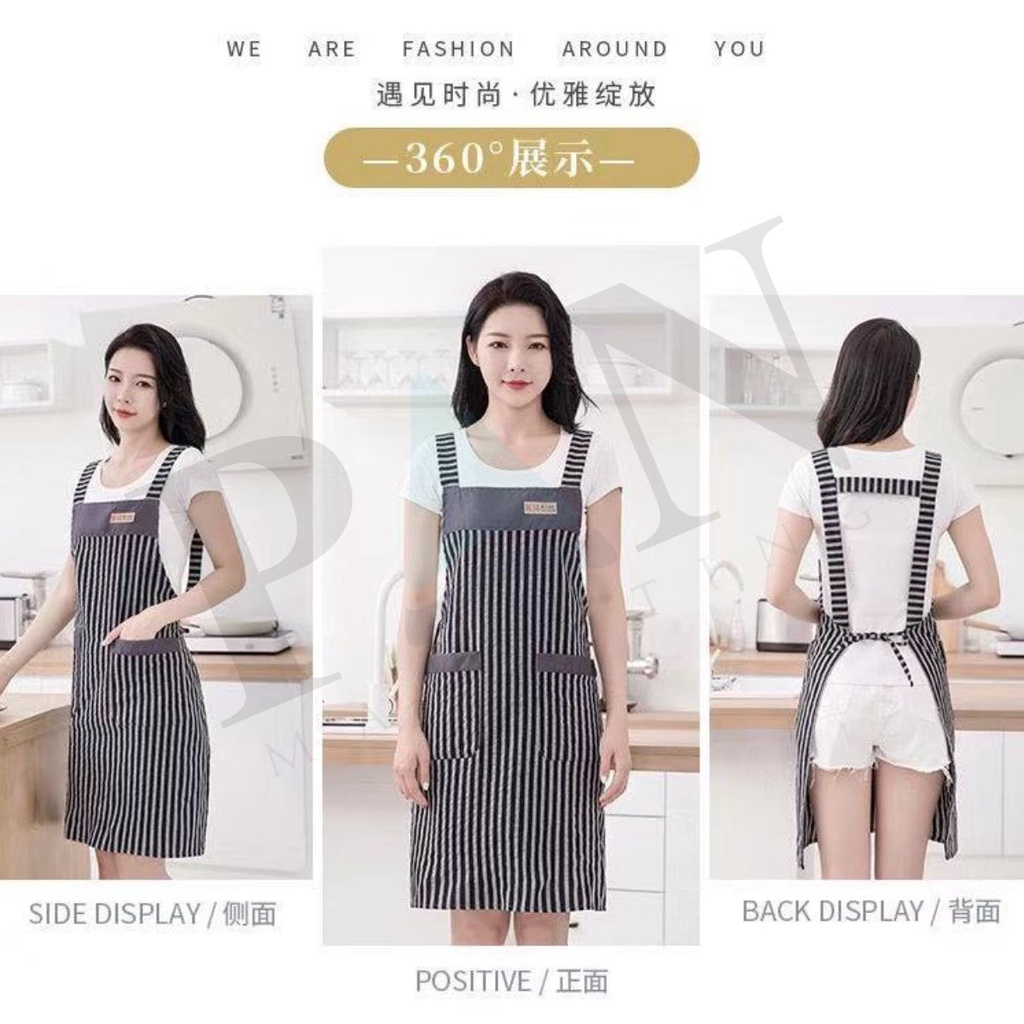 Cotton Apron Kitchen H-Type Strap Design Denim Apron Unisex With Front ...