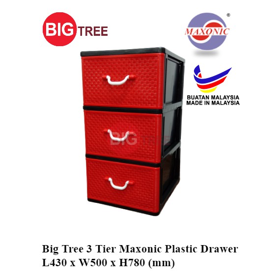 Big Tree Maxonic 3 Tier Plastic Drawer / Big Cabinet / Big Drawer ...