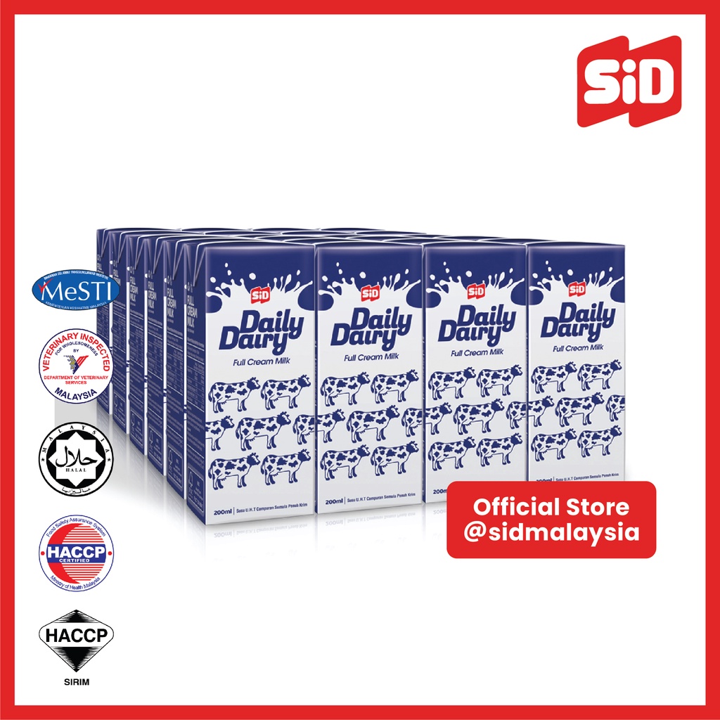 SiD Daily Dairy UHT Milk (24 x 200ML) Full Cream | Shopee Malaysia