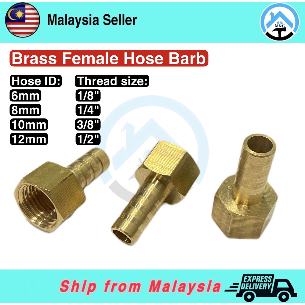 Brass Fitting Female Thread Hose Barb, Hose ID 6,8,10,12mm, Thread 1/8 ...