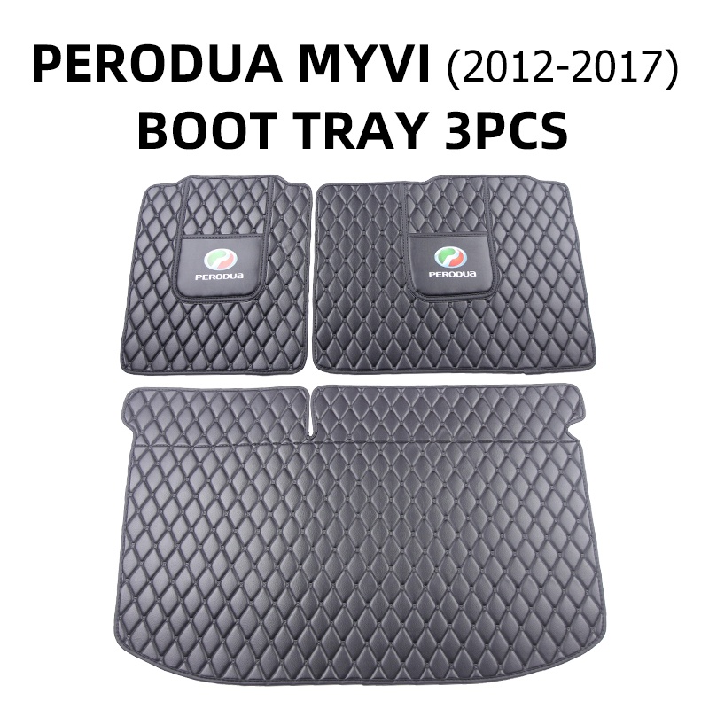 2Layers Carpet PERODUA MYVI Floor Mat (2005-Present) PU Leathe With ...